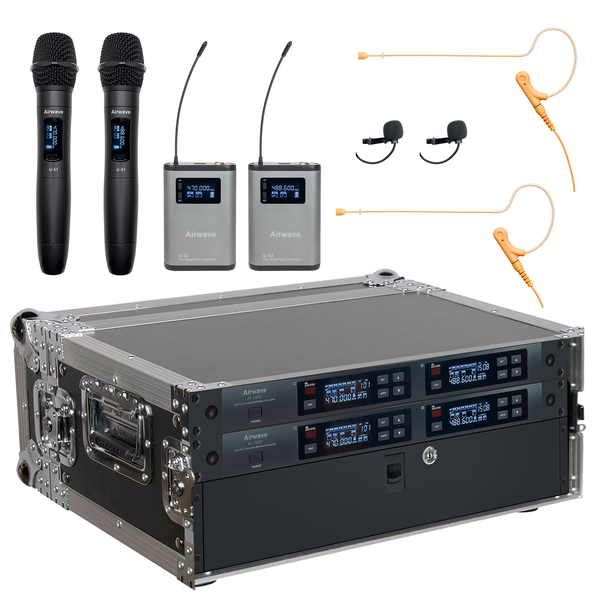 4 Ch Wireless Microphone System with Handhelds, Headsets & Lavalieres ...